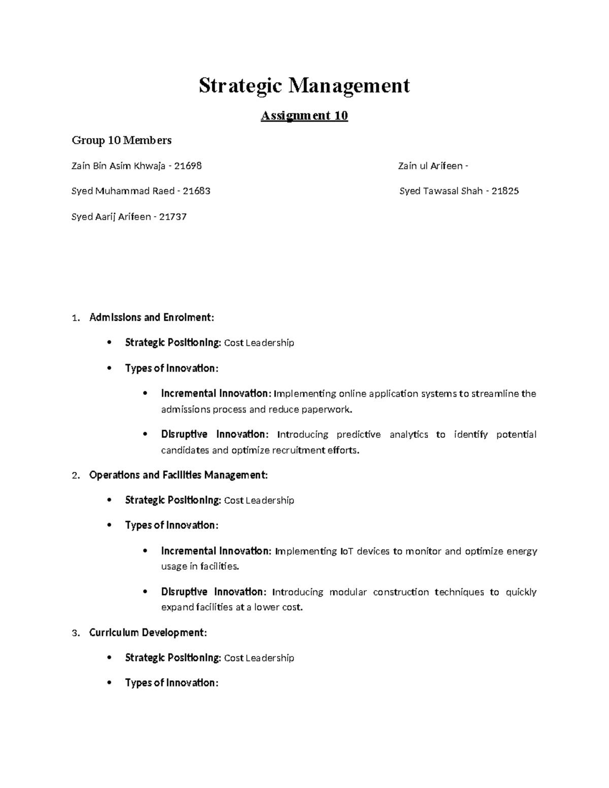 Assignment 10 - Group 10 - Strategic Management Assignment 10 Group 10 ...