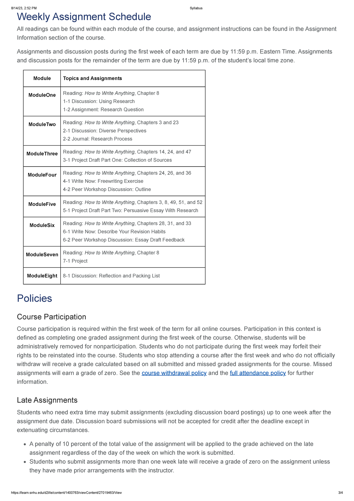 ENG 190 Syllabus - ENG-190-J8073 Research and Persuasion 23EW1 - 8/14 ...
