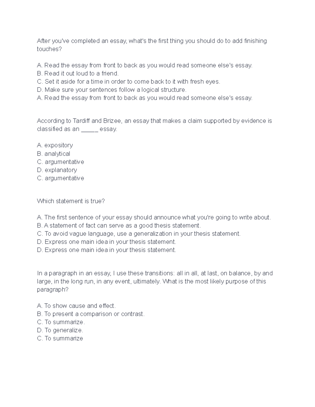 Tips for Finishing an Essay and Writing a Strong Thesis Statement - Studocu