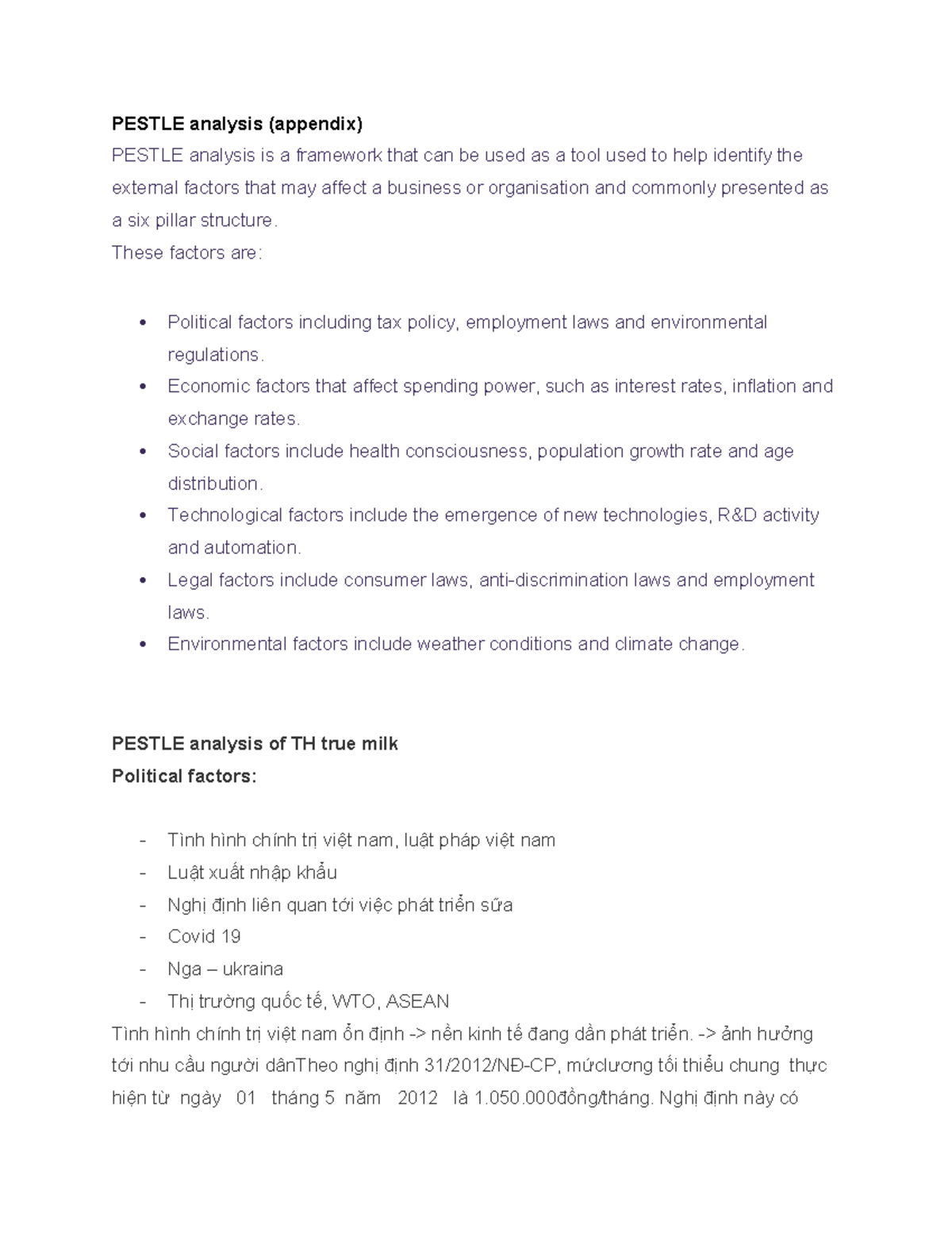 Pestle-analysis - PESTLE analysis (appendix) PESTLE analysis is a ...