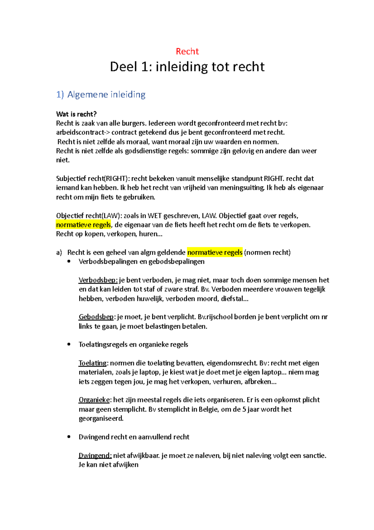 DEEL 1 en 2 recht - gvgbjil - Recht Deel 1: inleiding tot recht 1 ...