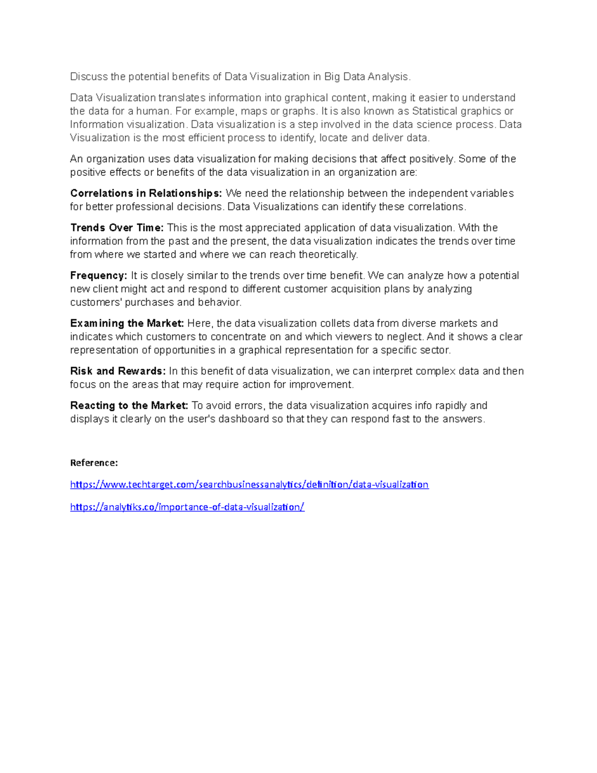 DF 5 - Discussion Forum 5 - Discuss the potential benefits of Data ...