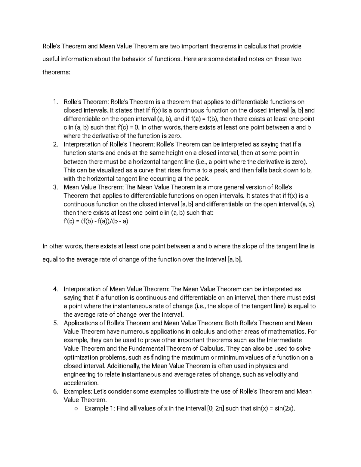 Rolle's theorem and mean value theorem - Rolle's Theorem and Mean Value ...