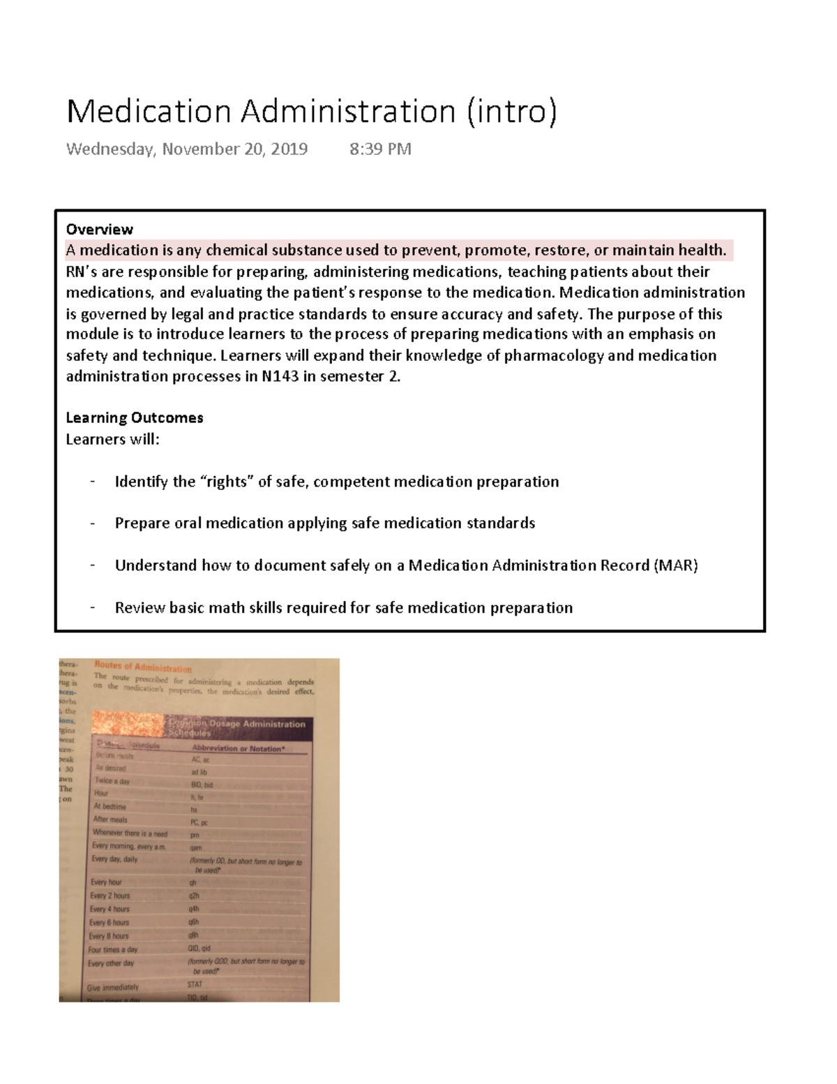 Medication Administration (intro) - Overview A medication is any ...