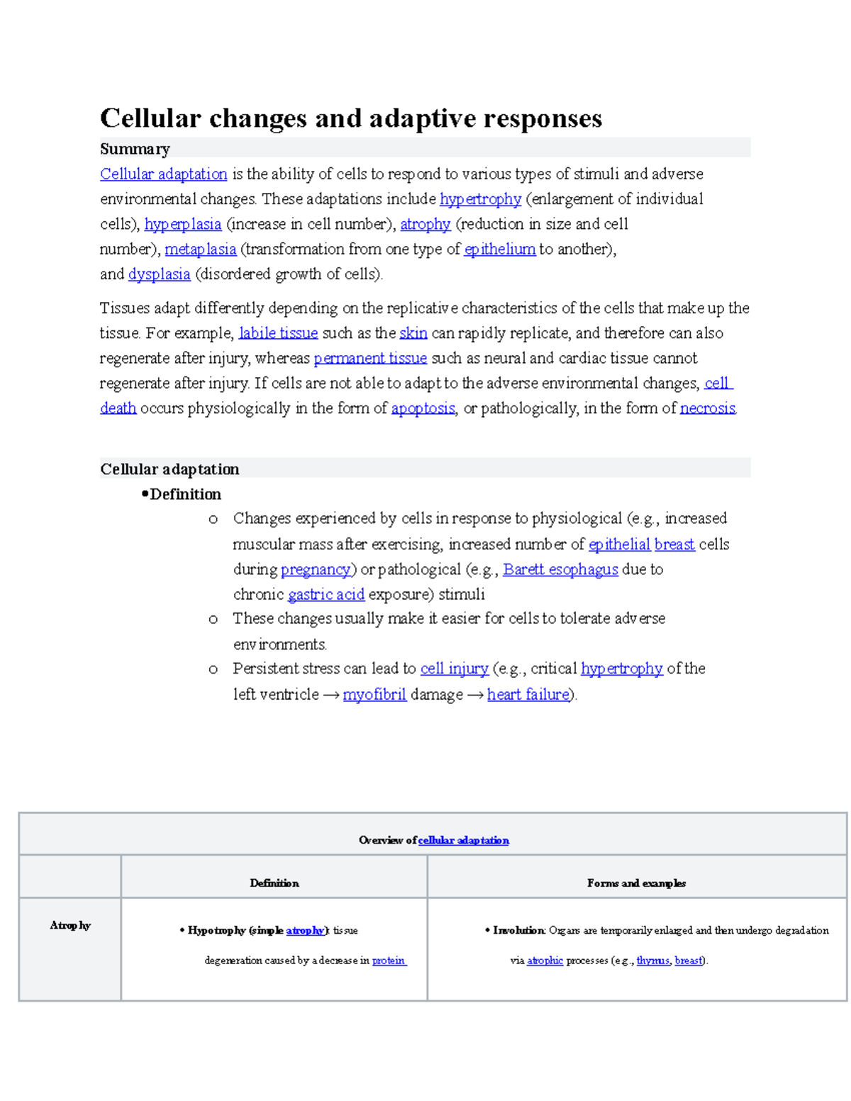 Cellular changes and adaptive responses - Cellular changes and adaptive ...