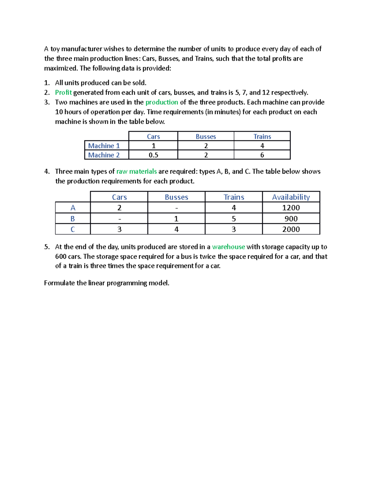 Formulation problem 1 - A toy manufacturer wishes to determine the ...