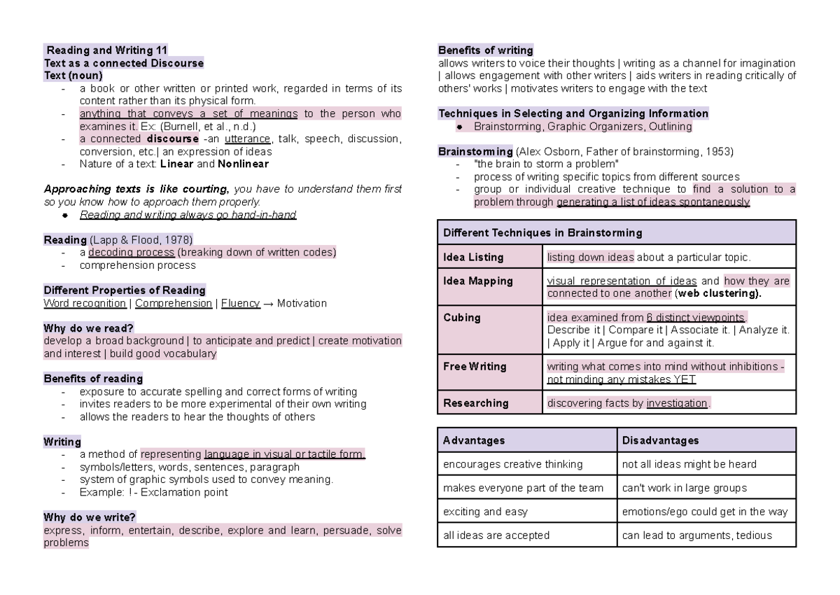 ABM 11 - 2nd Sem Midterms - Reading and Writing 11 Text as a connected Discourse Text (noun) a ...