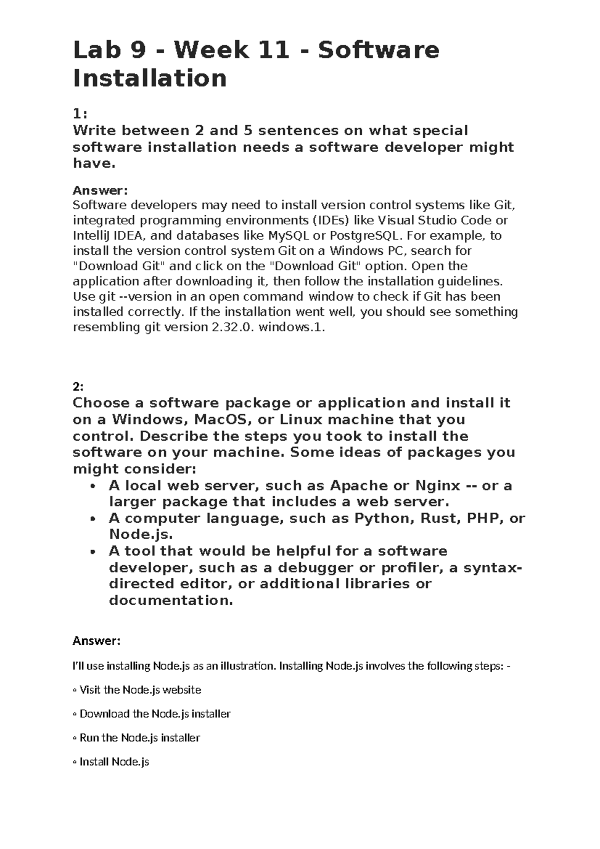 OPS102 Lab #9 (2024W) Software Installation - Lab 9 - Week 11 - Software Installation 1: Write ...