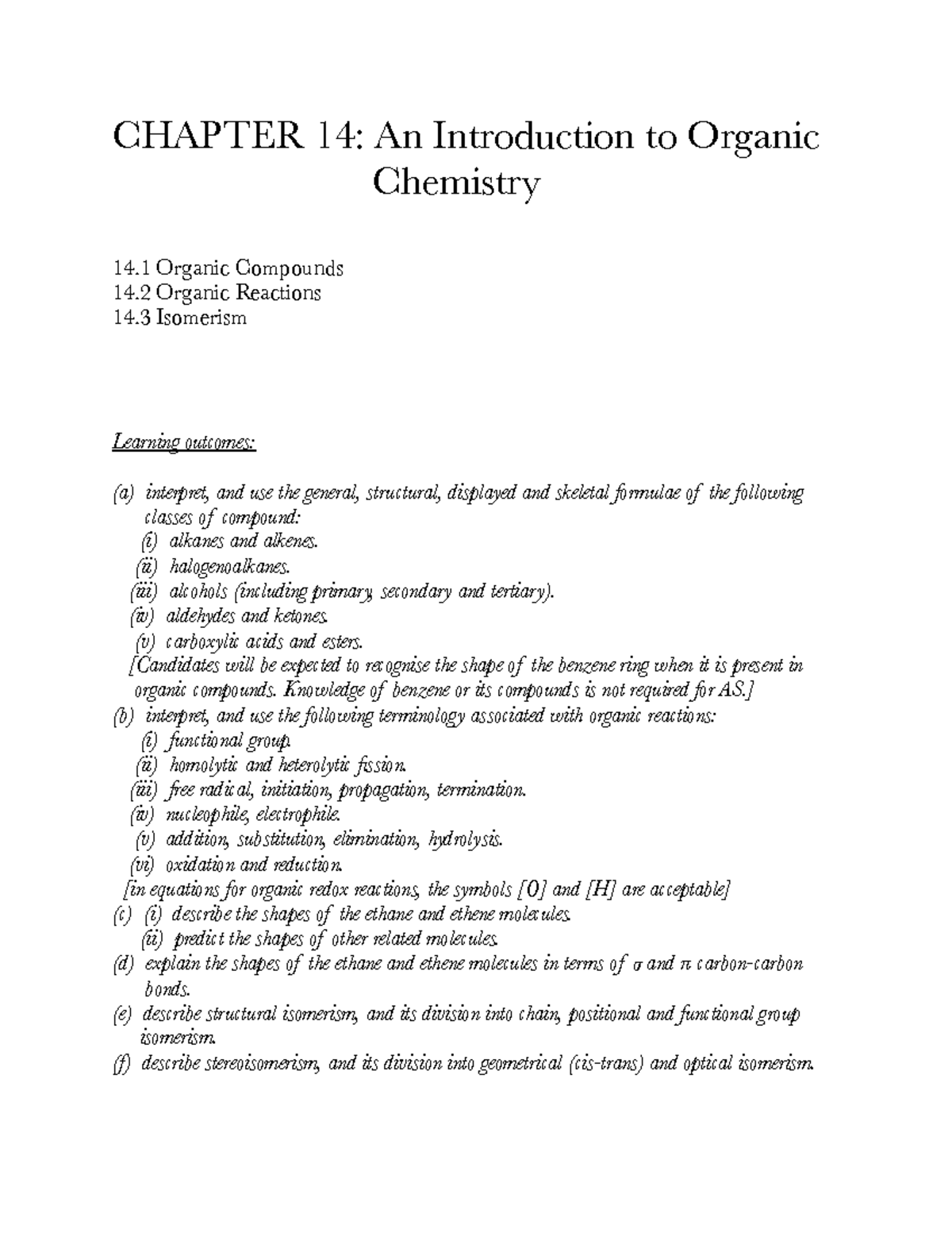 Chapter 14 An Introduction to Organic Chemistry - CHAPTER 14: An ...