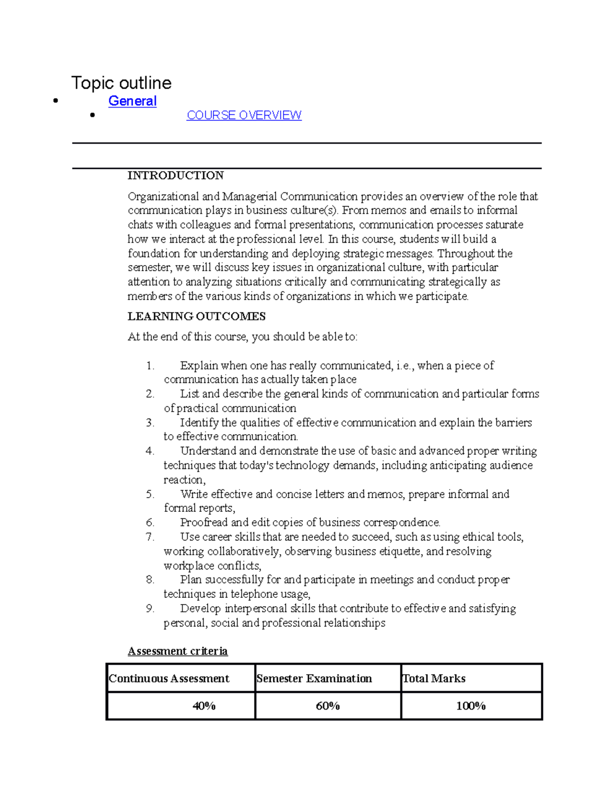 Business Communication-Kopaline University - Topic outline General ...