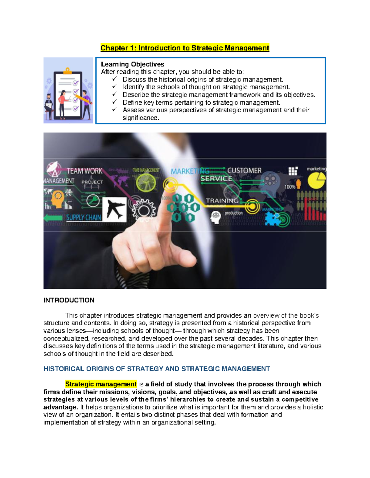 Chapter 1 Introduction to Strategic Management - Chapter 1 ...