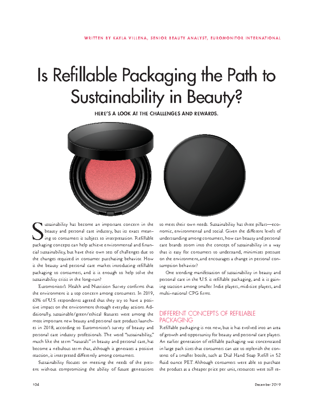 Sustainable beauty article - 104 December 2019 W R I T T E N B Y K AY L ...