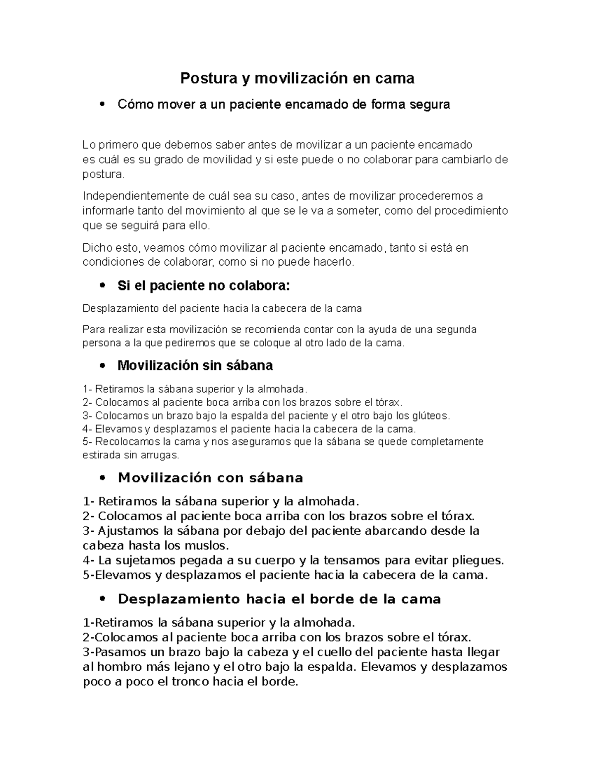 Postura y movilización en cama - Postura y movilización en cama Cómo ...