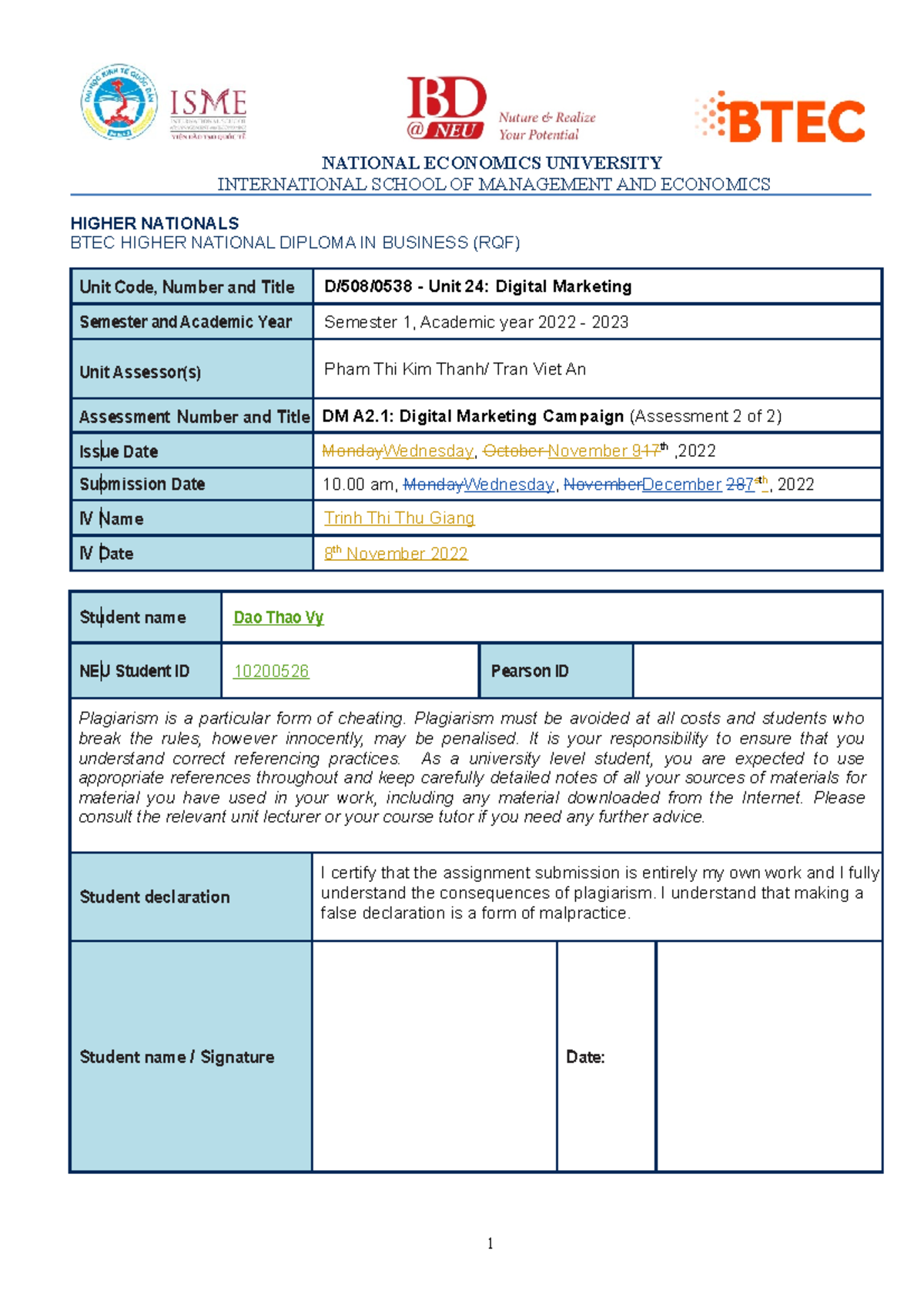 Brief hướng dẫn DM A2 - Marketing is the process of exploring, creating ...