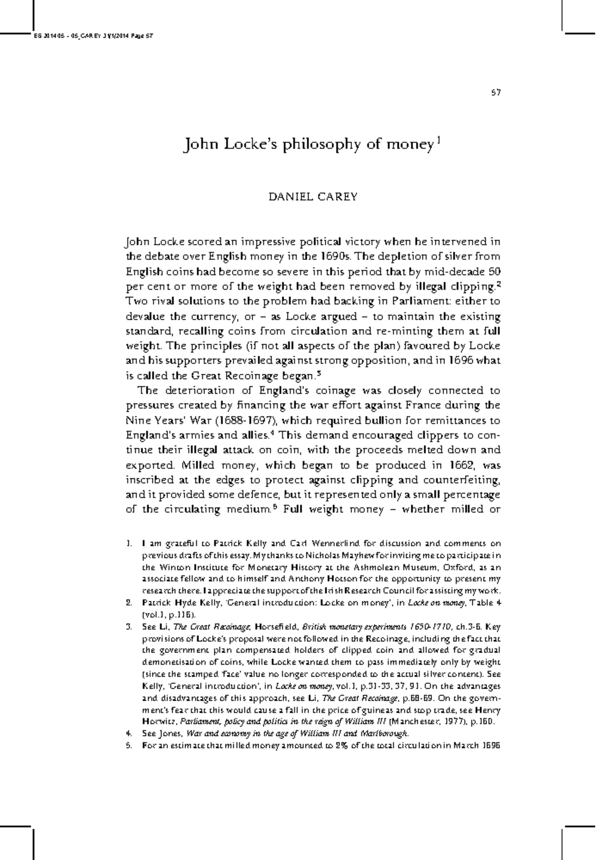 John Lockes Philosophy of Money in Money - John Locke’s philosophy of ...