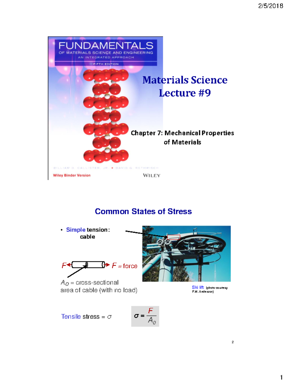 Spring 2018 Materials Science Lecture 9 Chapter 7.1 - 7.15 MAC ...
