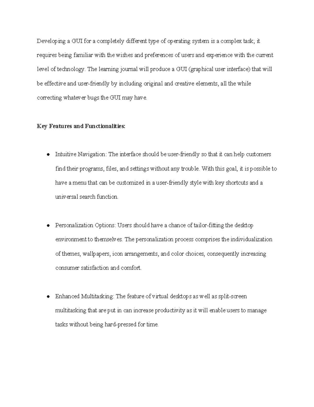 CS 3307 LJ 8 - Learning Journal Unit 8 Operating Systems 2 - Developing a GUI for a completely ...