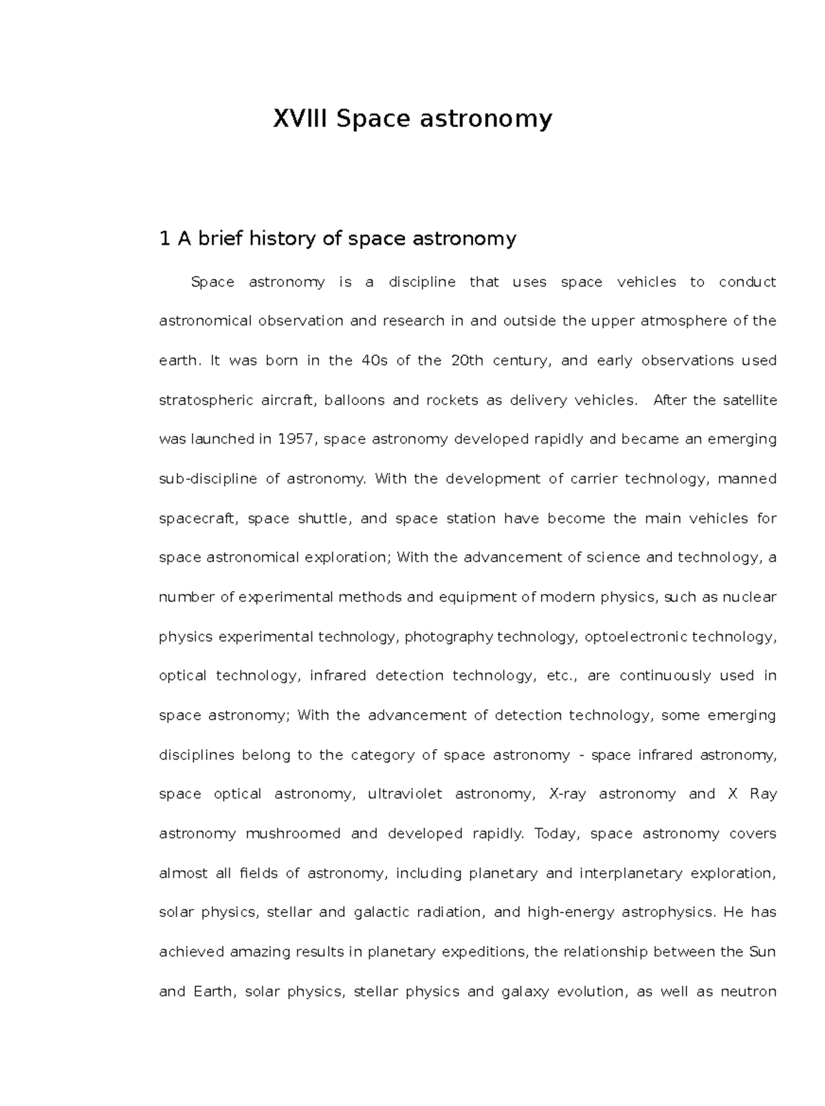 Hubble Space Telescope - XVIII Space astronomy 1 A brief history of ...