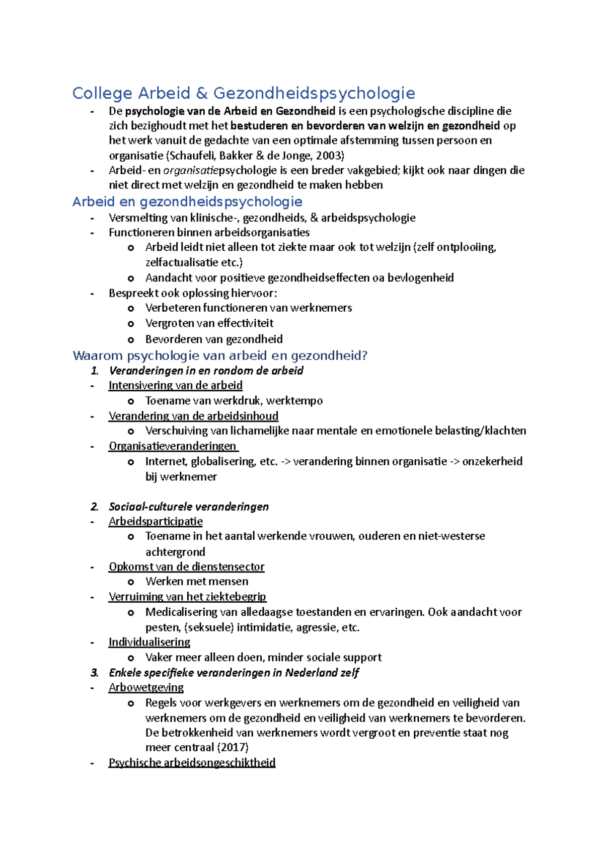 College 8 Gezondheidspsychologie Samenvatting College Arbeid college-8-gezondheidspsychologie-samenvatting-college-arbeid