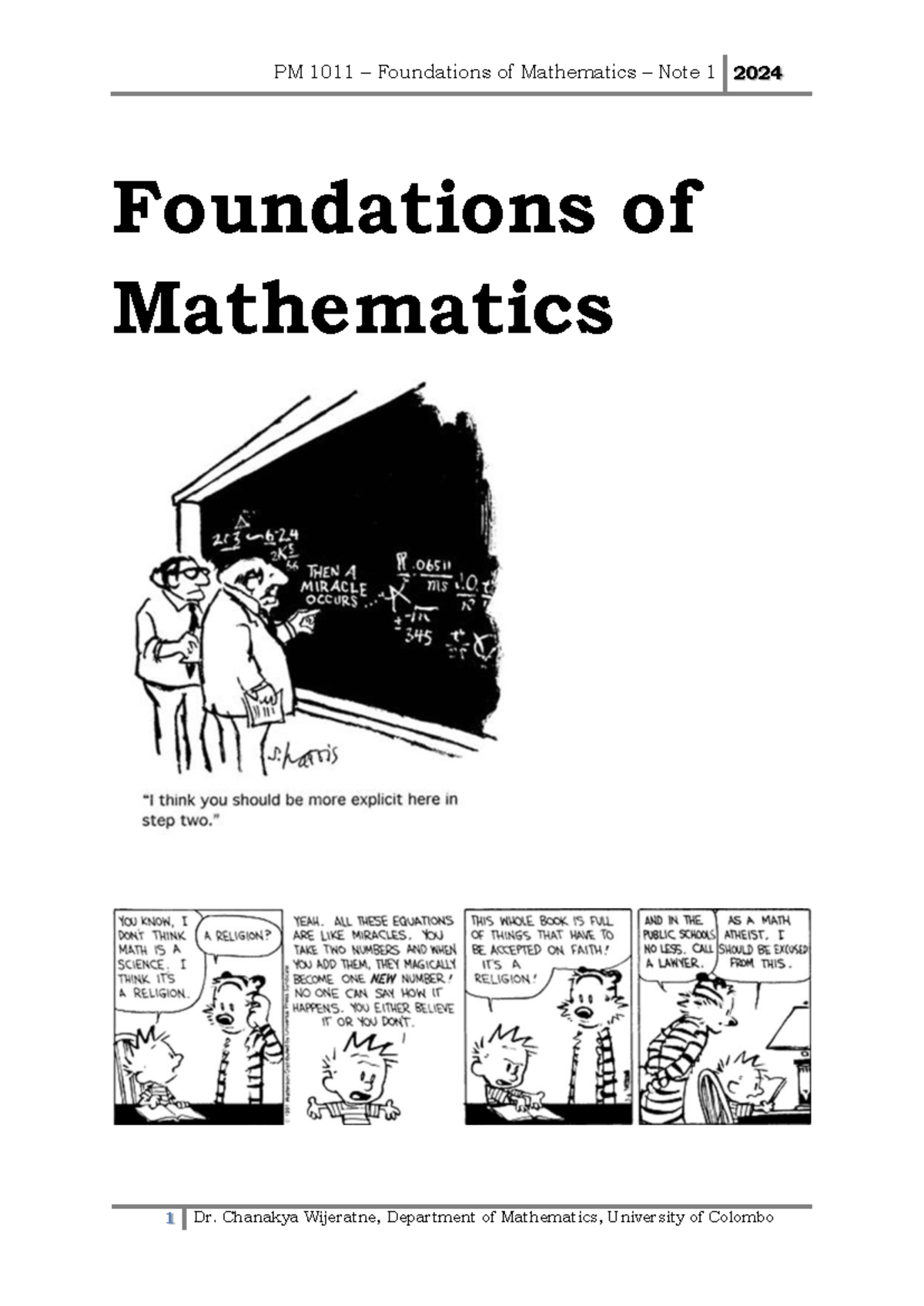 PM 1011 first note - Foundations of Mathematics PM 10 11 : Foundations ...