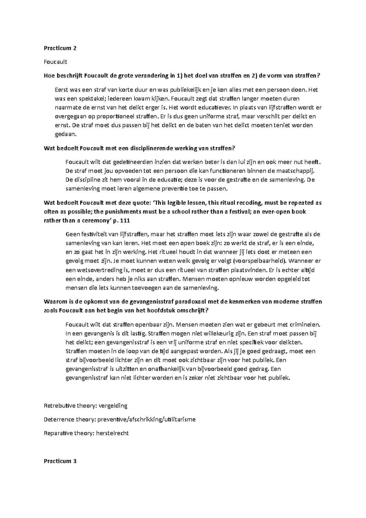 Aantekeningen werkgroepen - Practicum 2 Foucault Hoe beschrijft ...