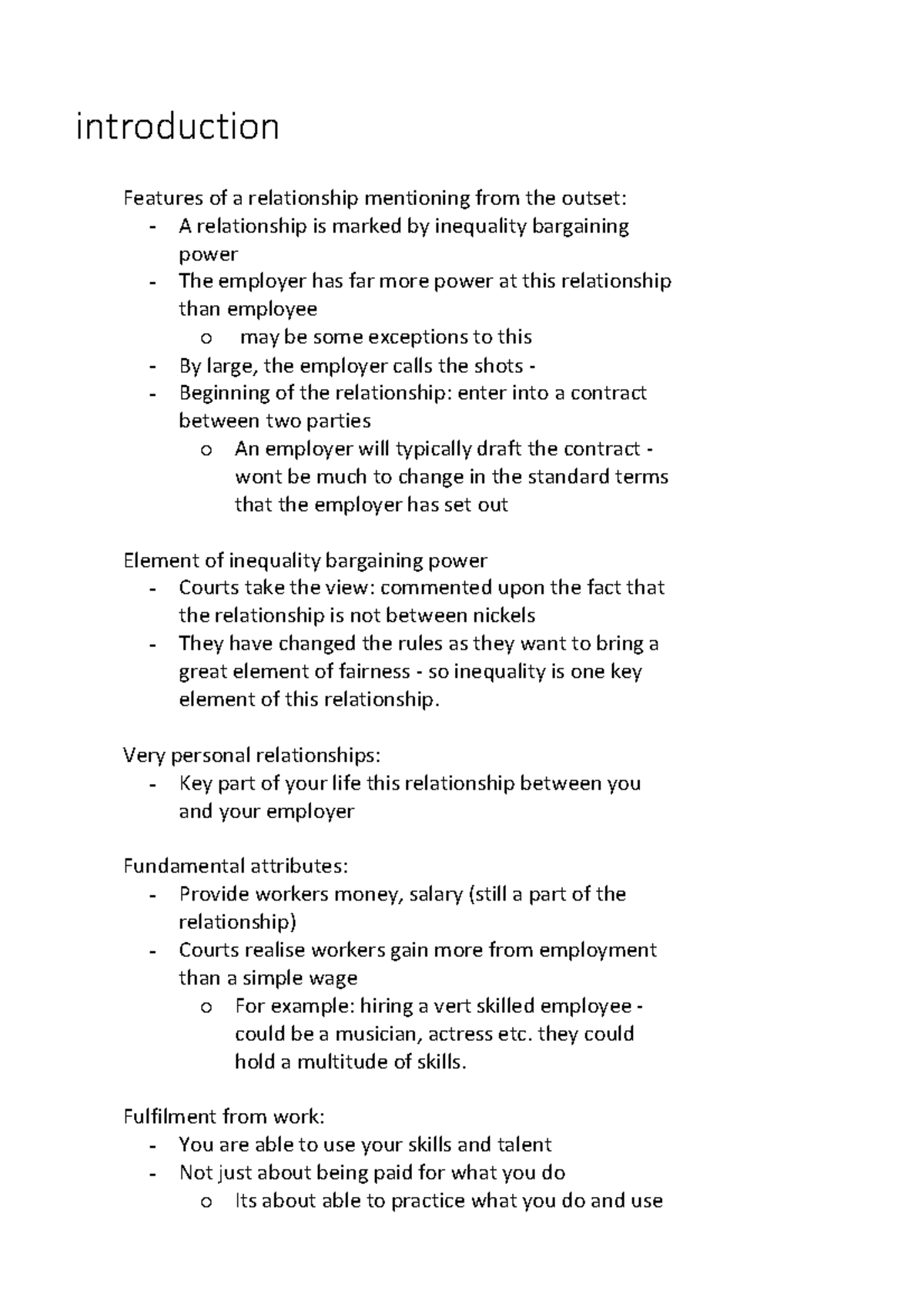 Introduction - notes - Features of a relationship mentioning from the ...