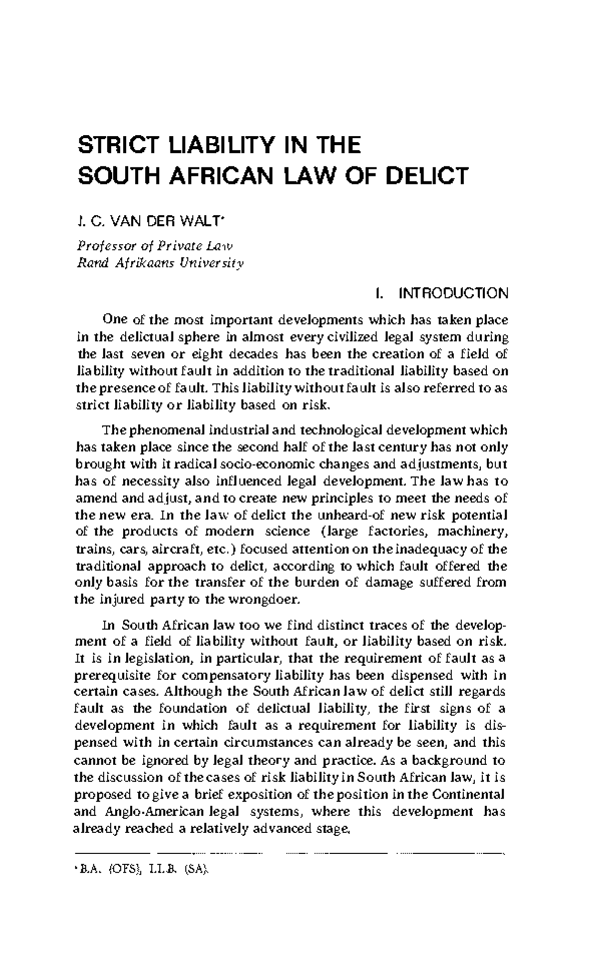 Van der walt 1968 strict liability in the south african law of delict ...