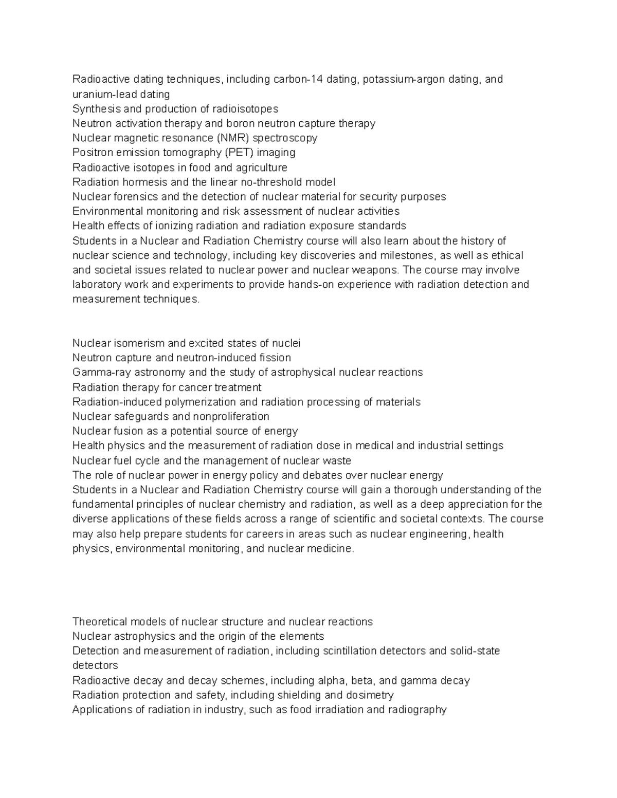 Nuclear and Radiation Chemistry (CHEM 450) #2 - Radioactive dating ...