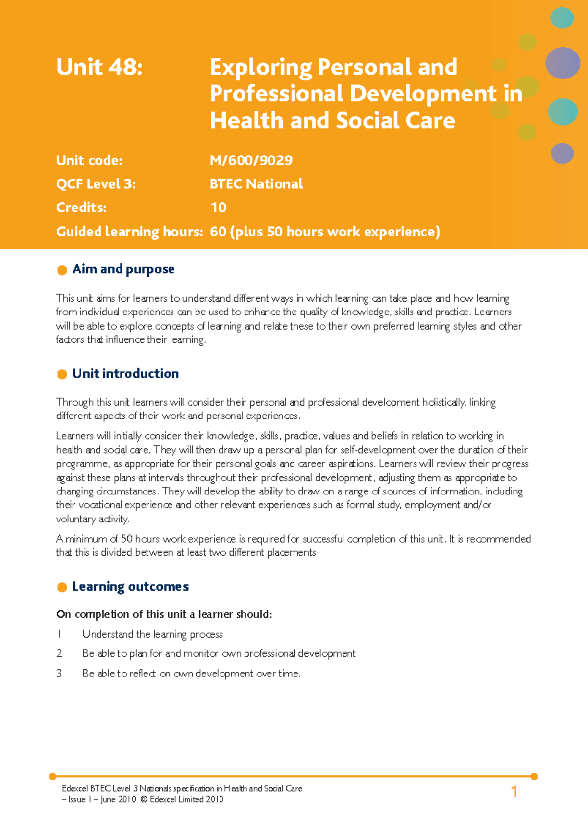 Unit 48 Exploring Personal and Professional Development in HSC ...