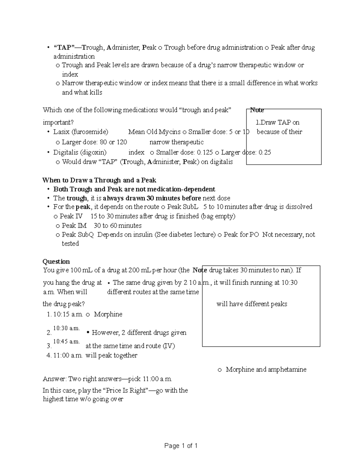 Mark K 13 - Mark K Lectures - NCLEX - “TAP”—Trough, Administer, Peak o ...