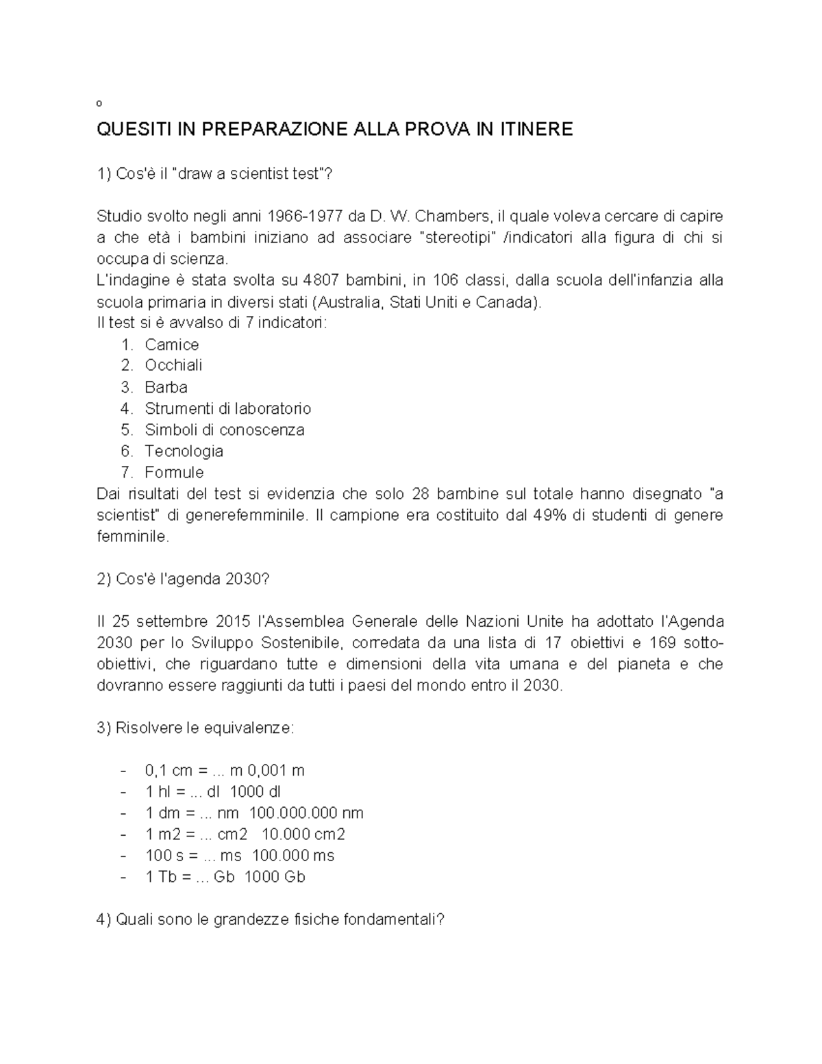 Parziale Fisica - º QUESITI IN PREPARAZIONE ALLA PROVA IN ITINERE Cos'è ...