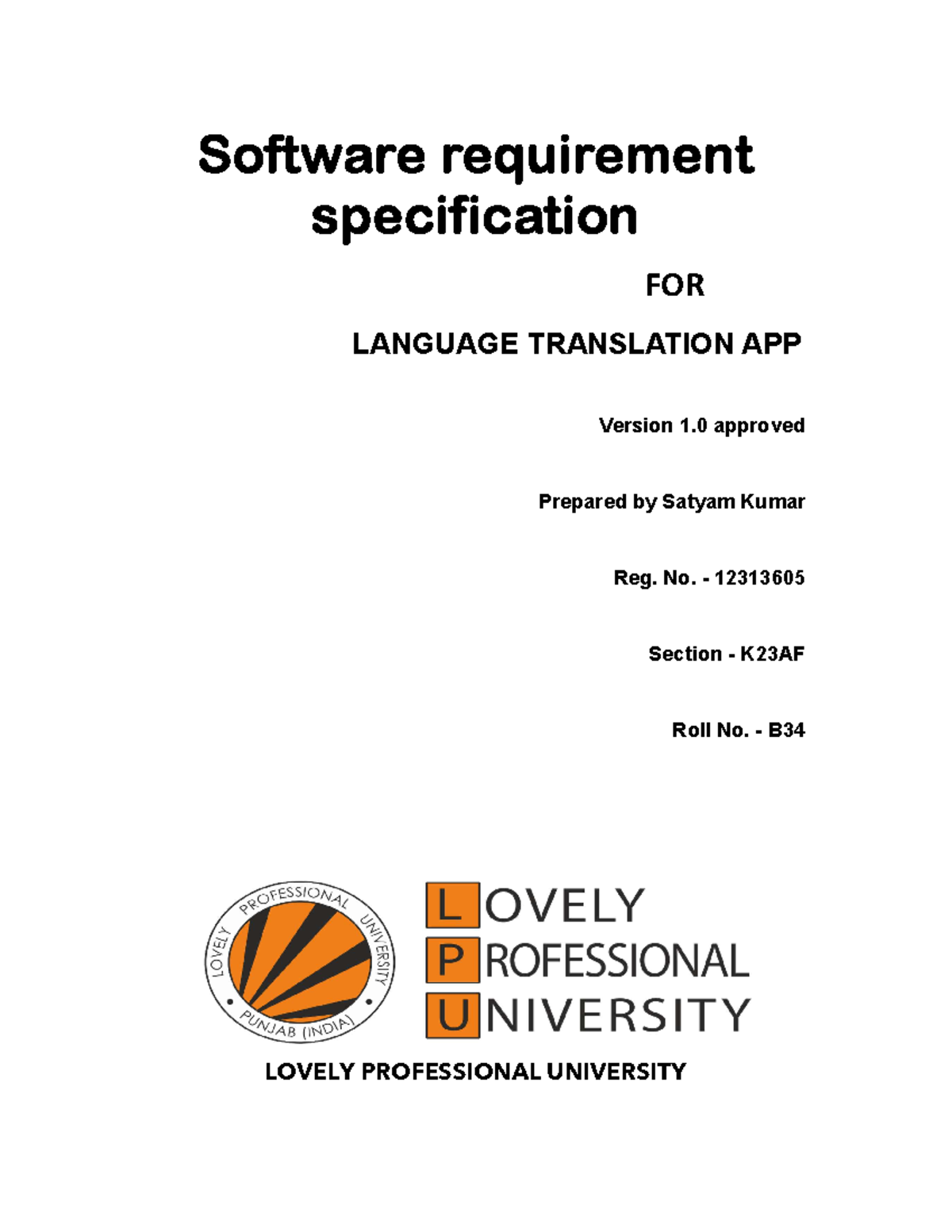 Language translation app for offline usage (SRS) - Software requirement ...