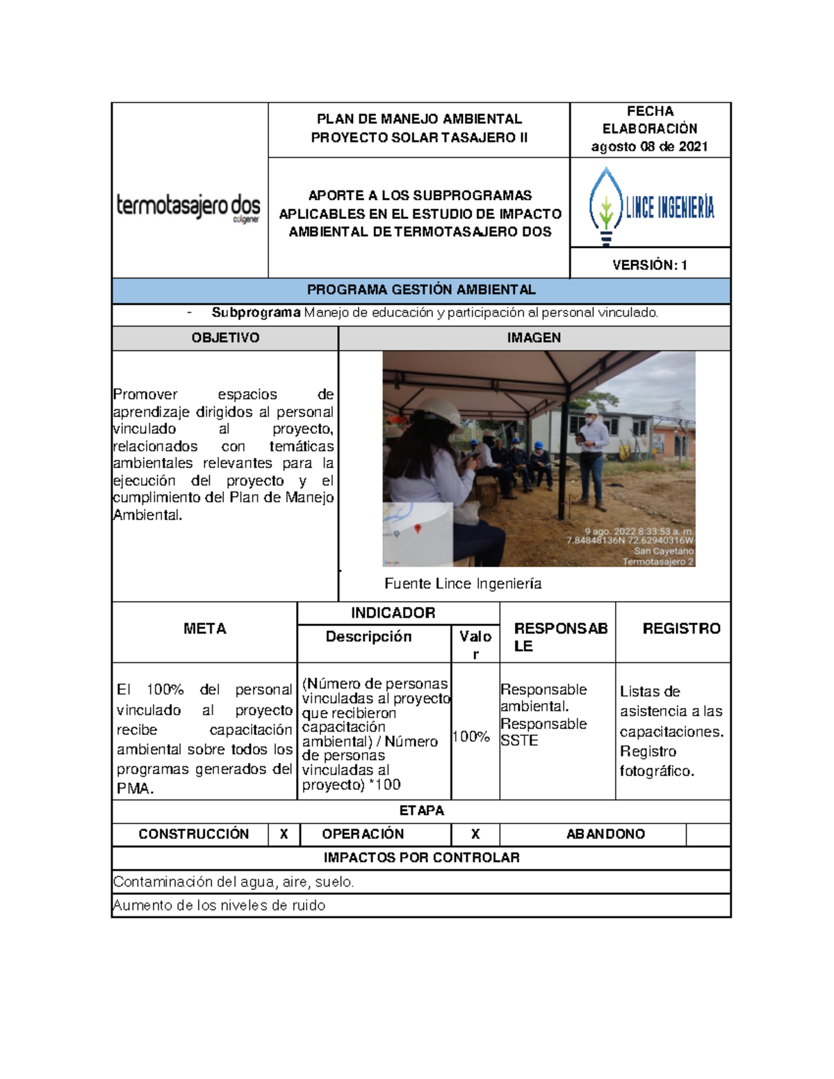 Fichas De Manejo De Ambiental Plan De Manejo Ambiental Proyecto 2393