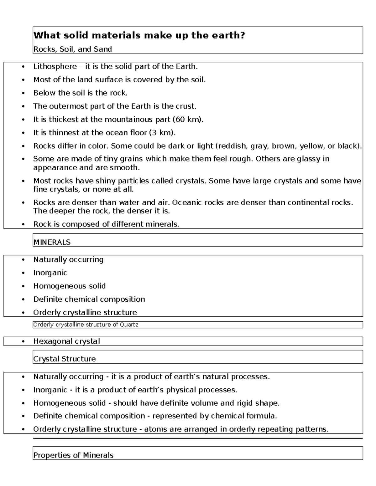 Earth science reviewer - What solid materials make up the earth? Rocks ...