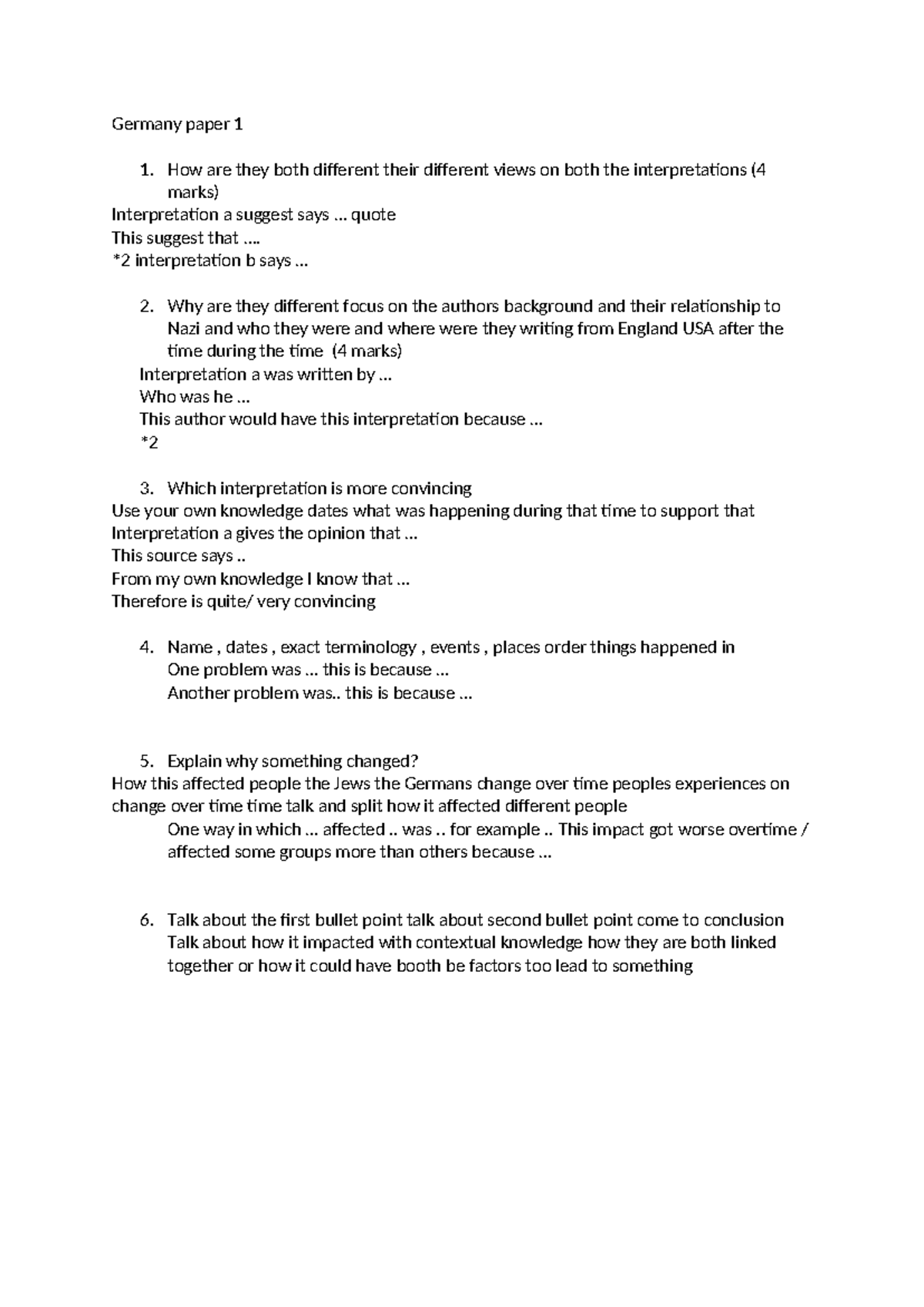 Germany paper 1 format to answer questions - Germany paper 1 1. How are ...