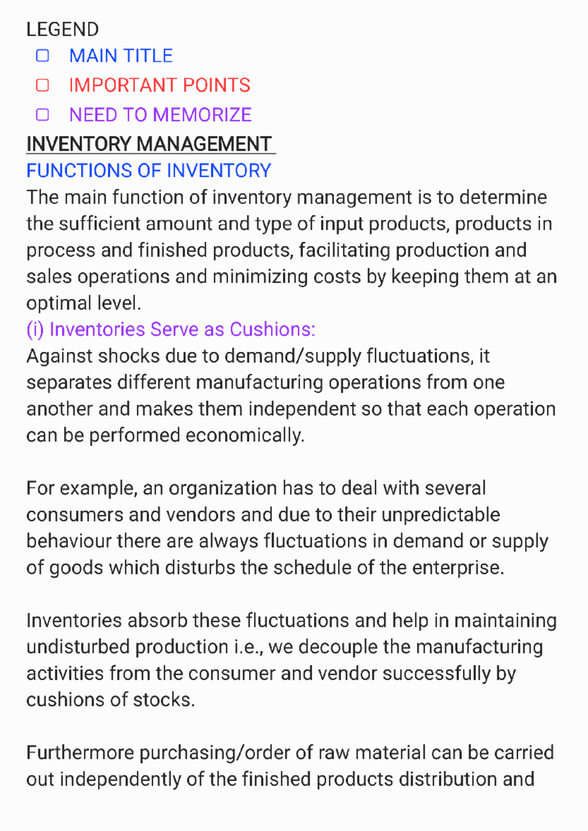 Inventory Management - Operation Management - Studocu