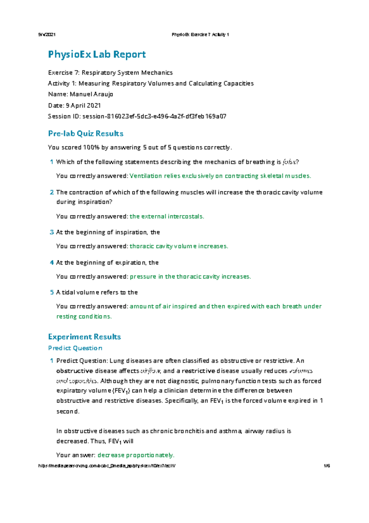 Physio Ex Exercise 7 Activity 1 - PhysioEx Lab Report Exercise 7 ...