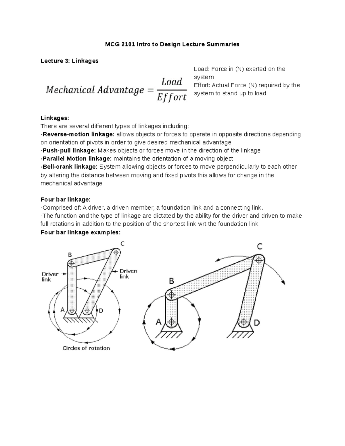 MCG 2101 Intro to Design Lecture Summaries - MCG 2101 Intro to Design Lecture Summaries Lecture ...