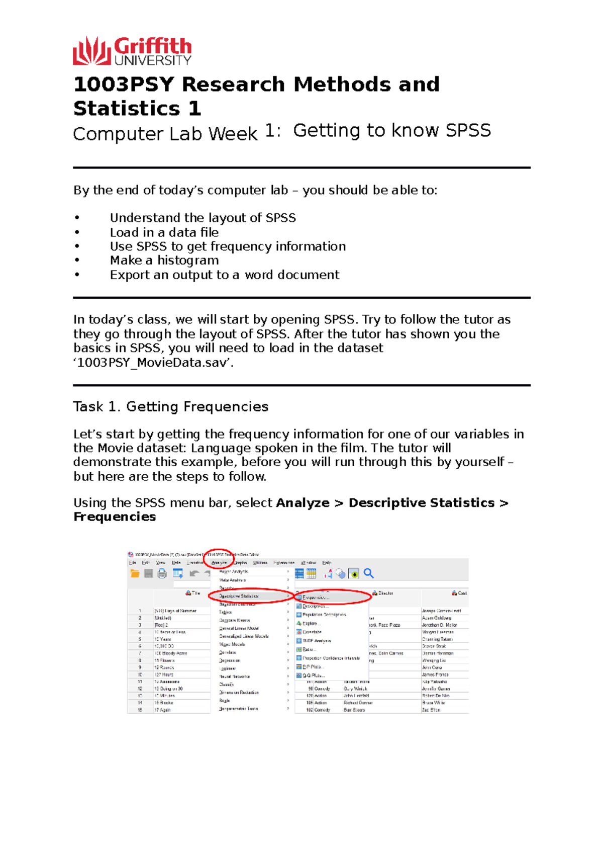 Week 1 Computer Lab 1 (2022) - 1003PSY Research Methods and Statistics ...