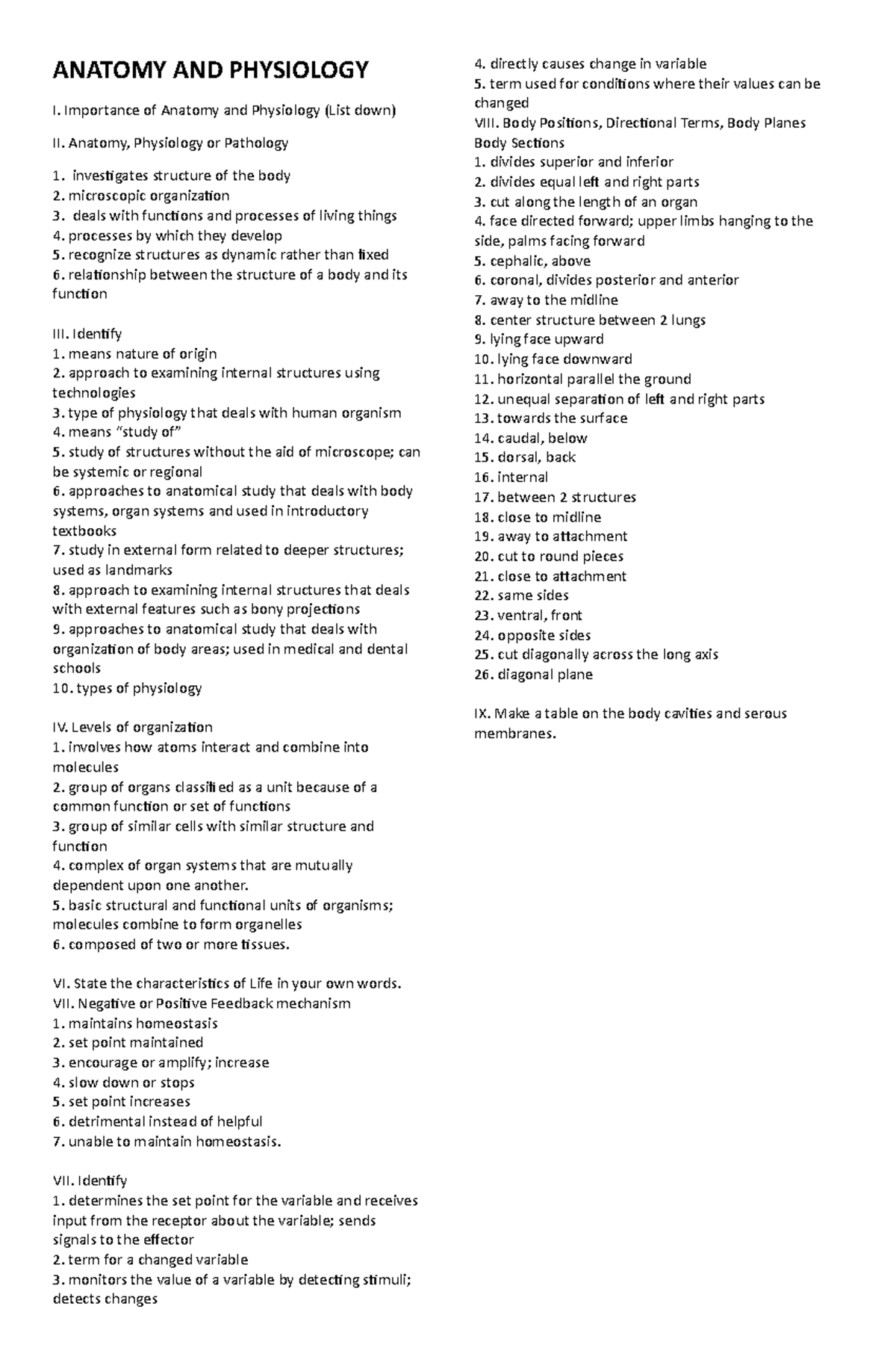 Anatomy and Physiology Practice Test - ANATOMY AND PHYSIOLOGY I ...
