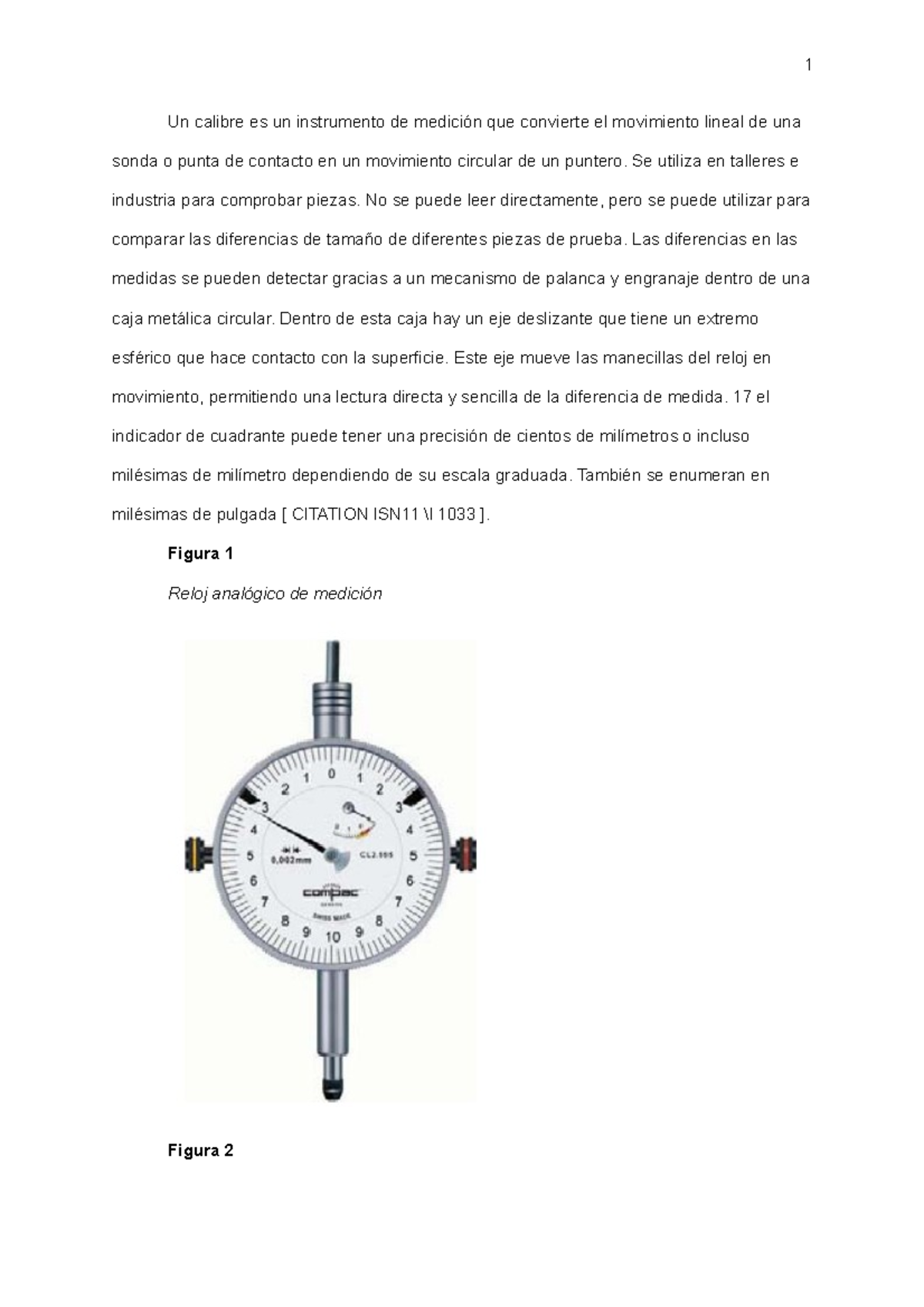 Reloj comparador - Hjj - 1 Un calibre es un instrumento de medición que ...