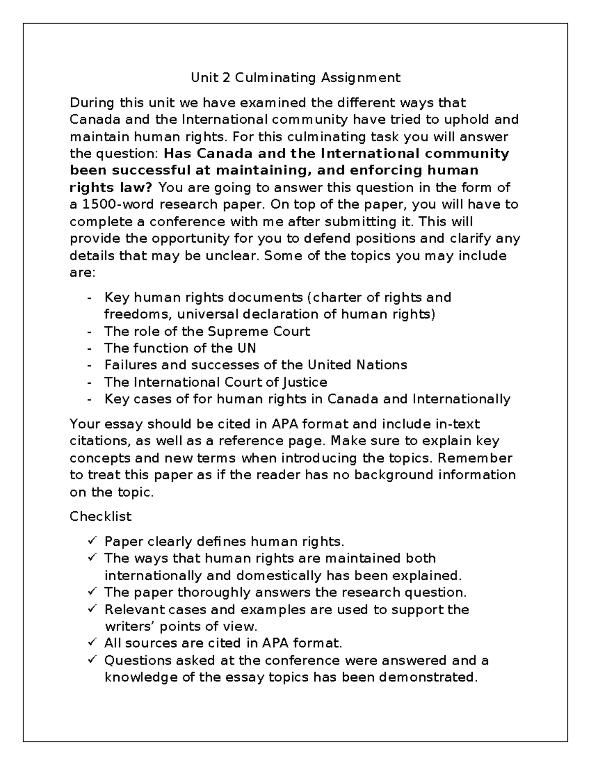 Unit 2 culminating - awdwadwadaf - Unit 2 Culminating Assignment During ...
