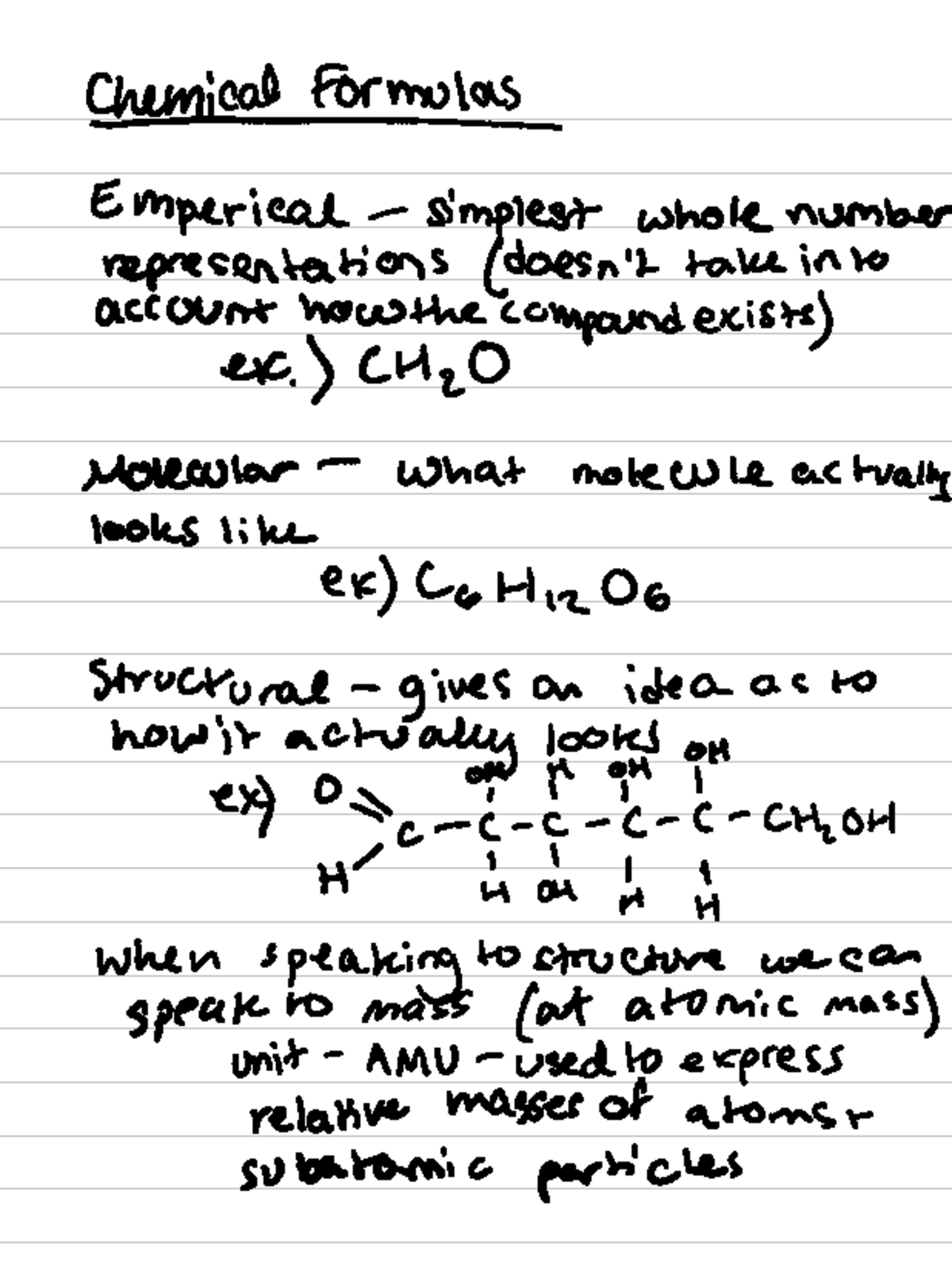 Mol concepts - lecture notes - Chemical Formulas Emperical 1 simplest ...