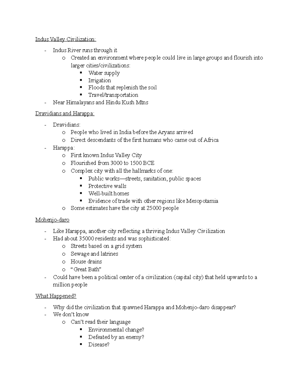Indus Valley Notes - Indus Valley Civilization: Indus River runs ...