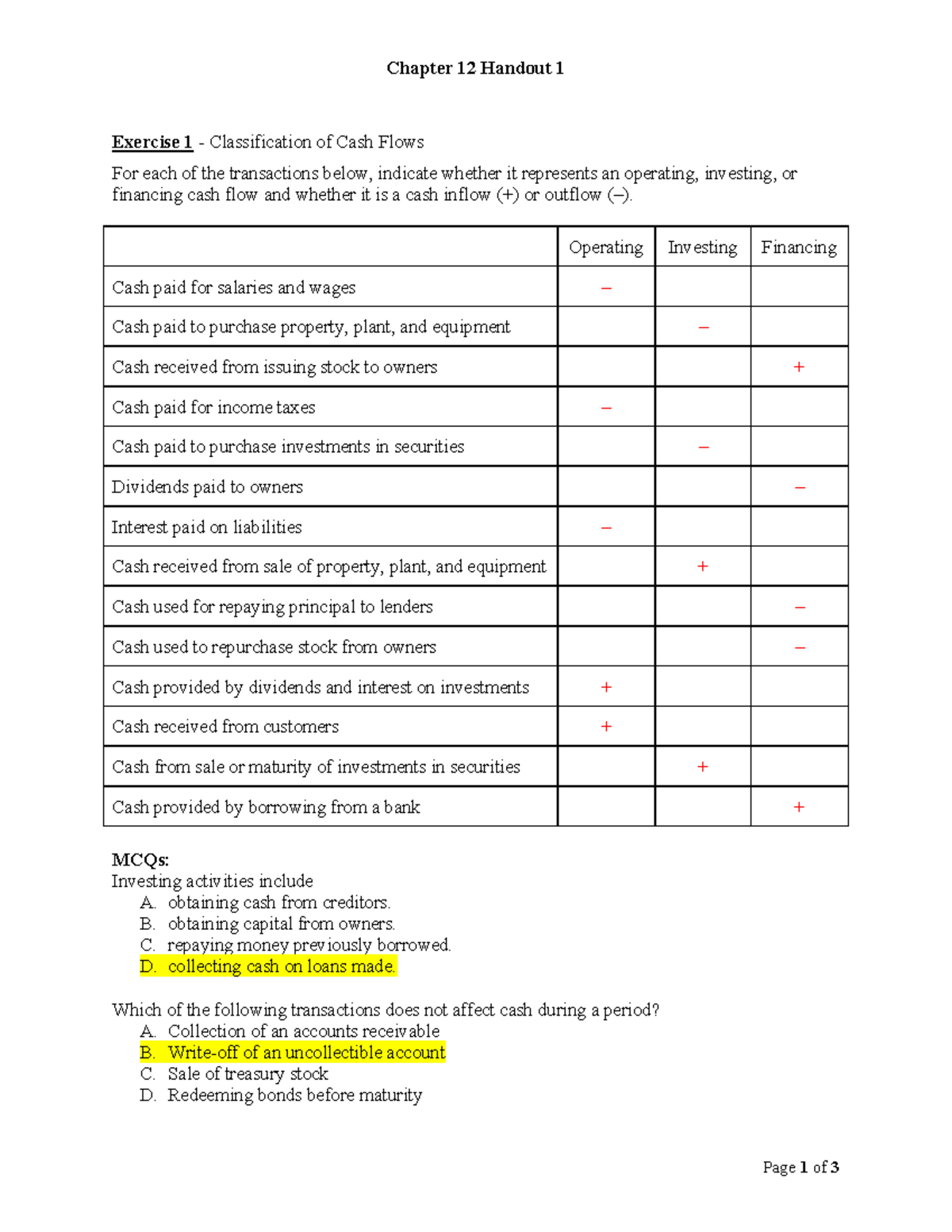 ACCT1201 Chapter 12 Handout 1 - Solution - Chapter 12 Handout 1 Page 1 ...