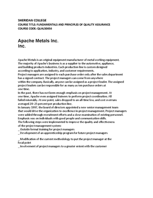 Assignment 5 - Fundamentals and Principles of Quality Assurance ...