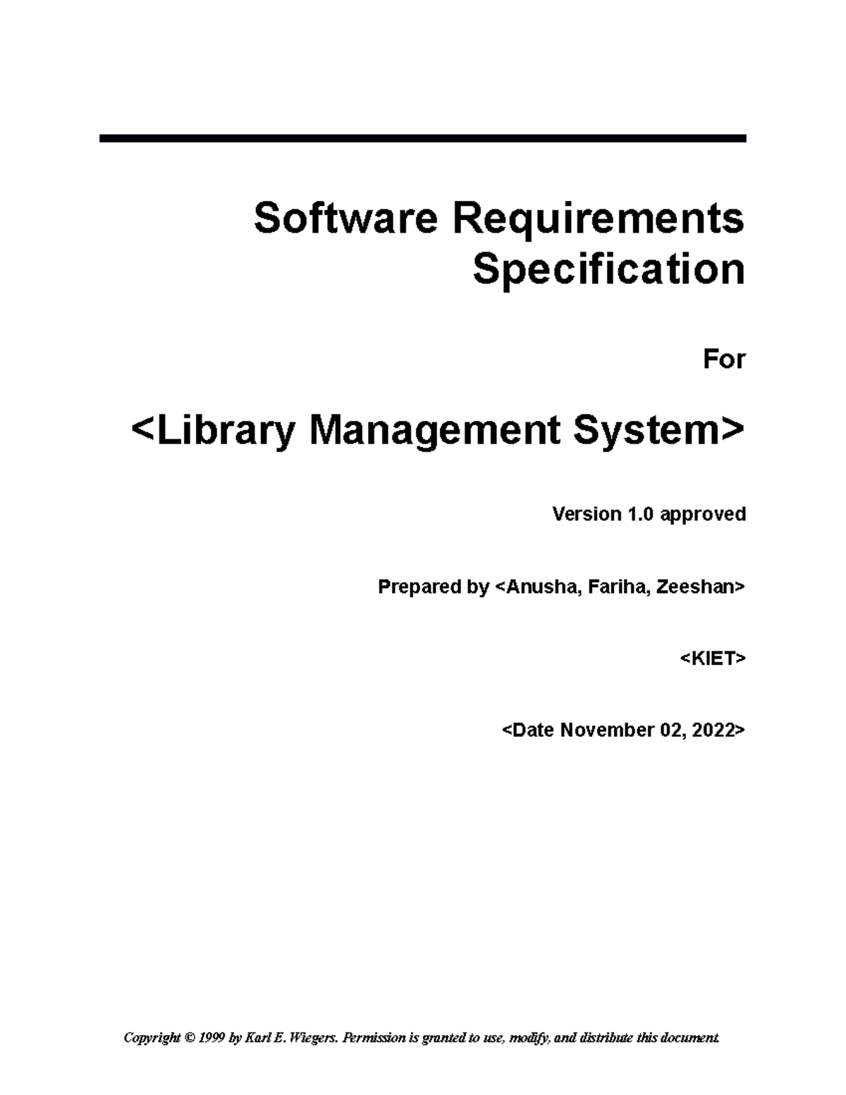 SE project - software engineer - Software Requirements Specification For