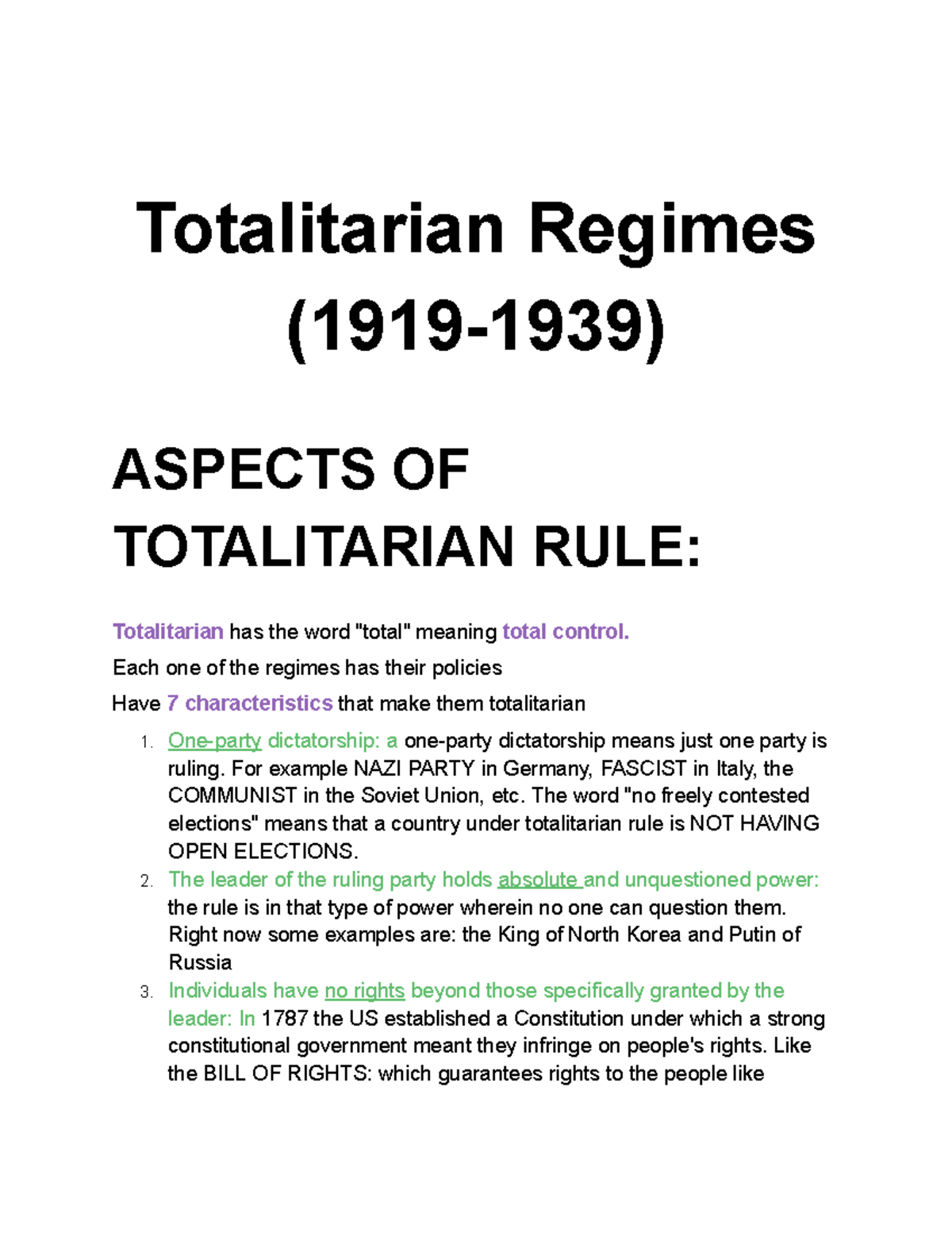 World History Totalitarian Regimes - Totalitarian Regimes (1919-1939 ...
