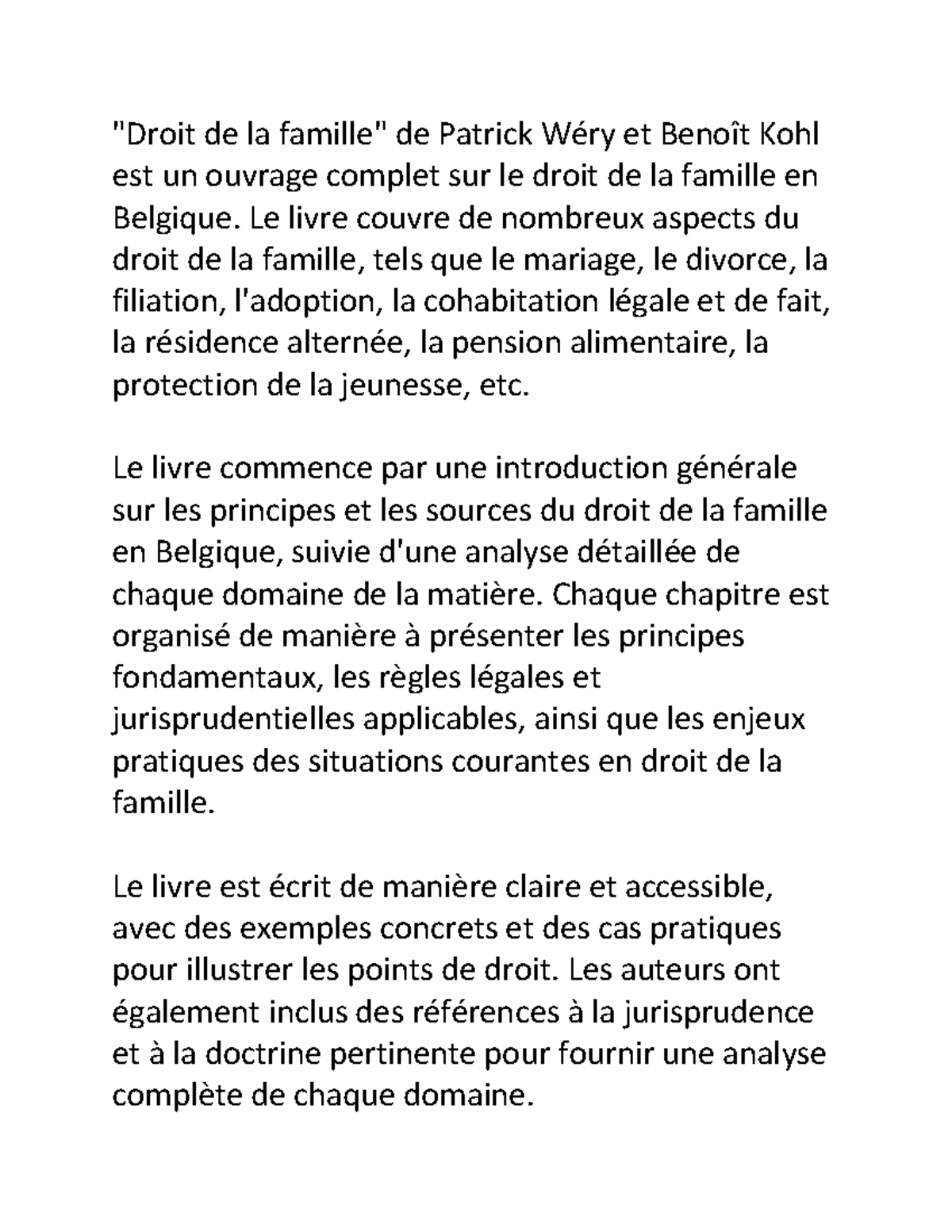 Droit de la famill 1 - RESUME - "Droit de la famille" de Patrick Wéry ...