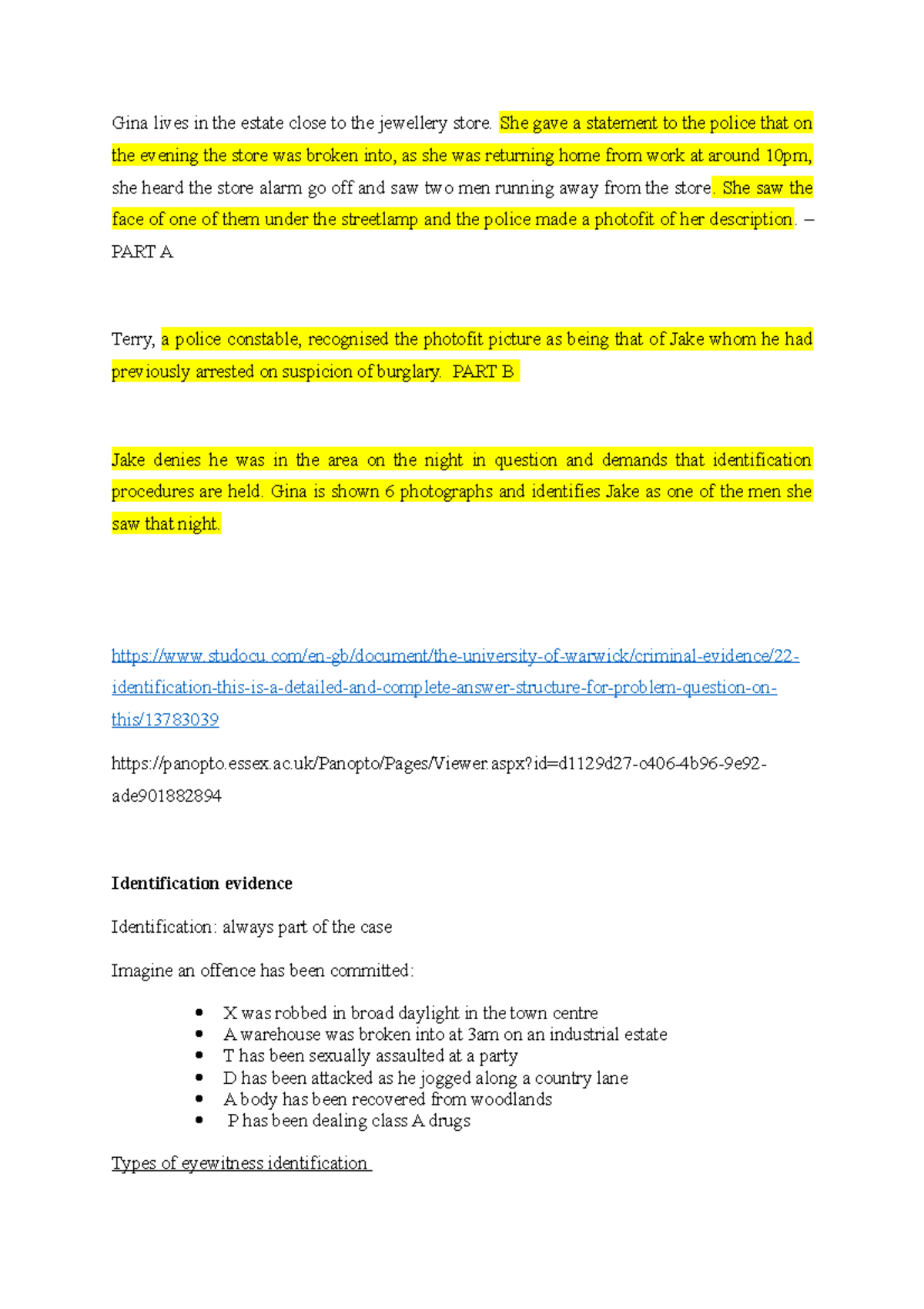 Identification Notes - LLB6E - BPP - Studocu